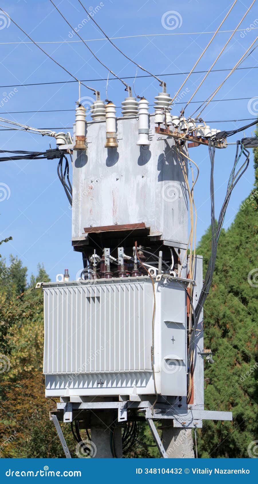 Distribution Transformer On Electric Utility Pole Stock Photo ...