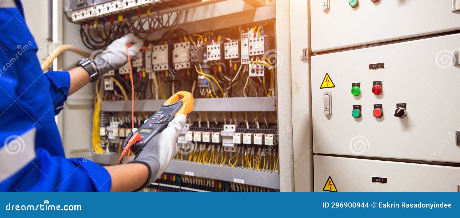 Electricity and Electrical Maintenance Service. Engineer Hand Checking ...