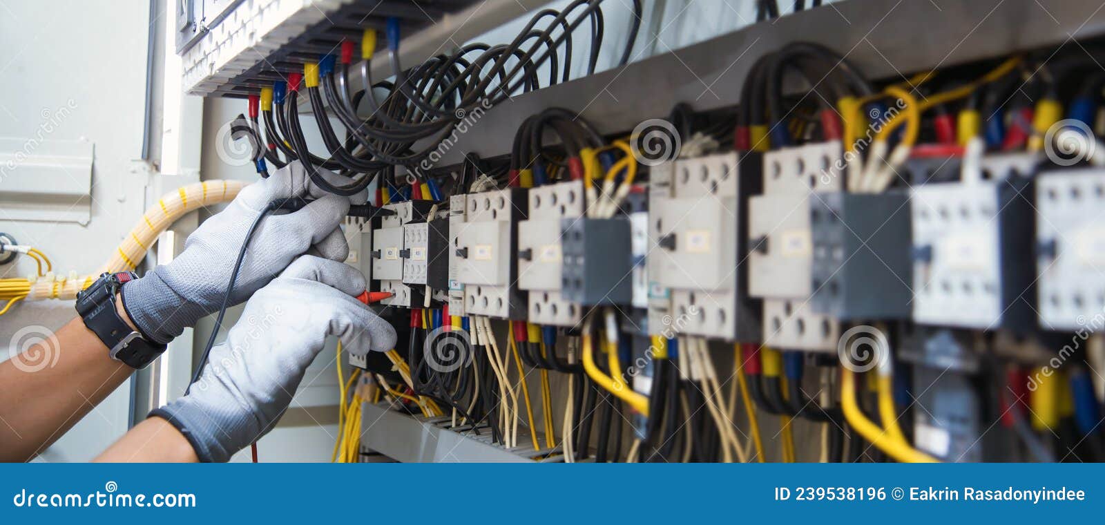 Engineer Using Measuring Equipment Tool Checking Electric Current ...