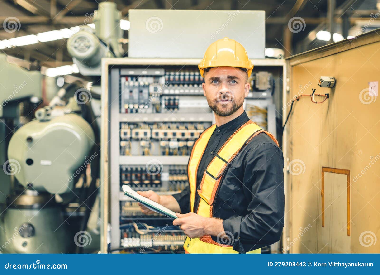 Electricity Engineer Male Working Service Maintenance High Voltage ...