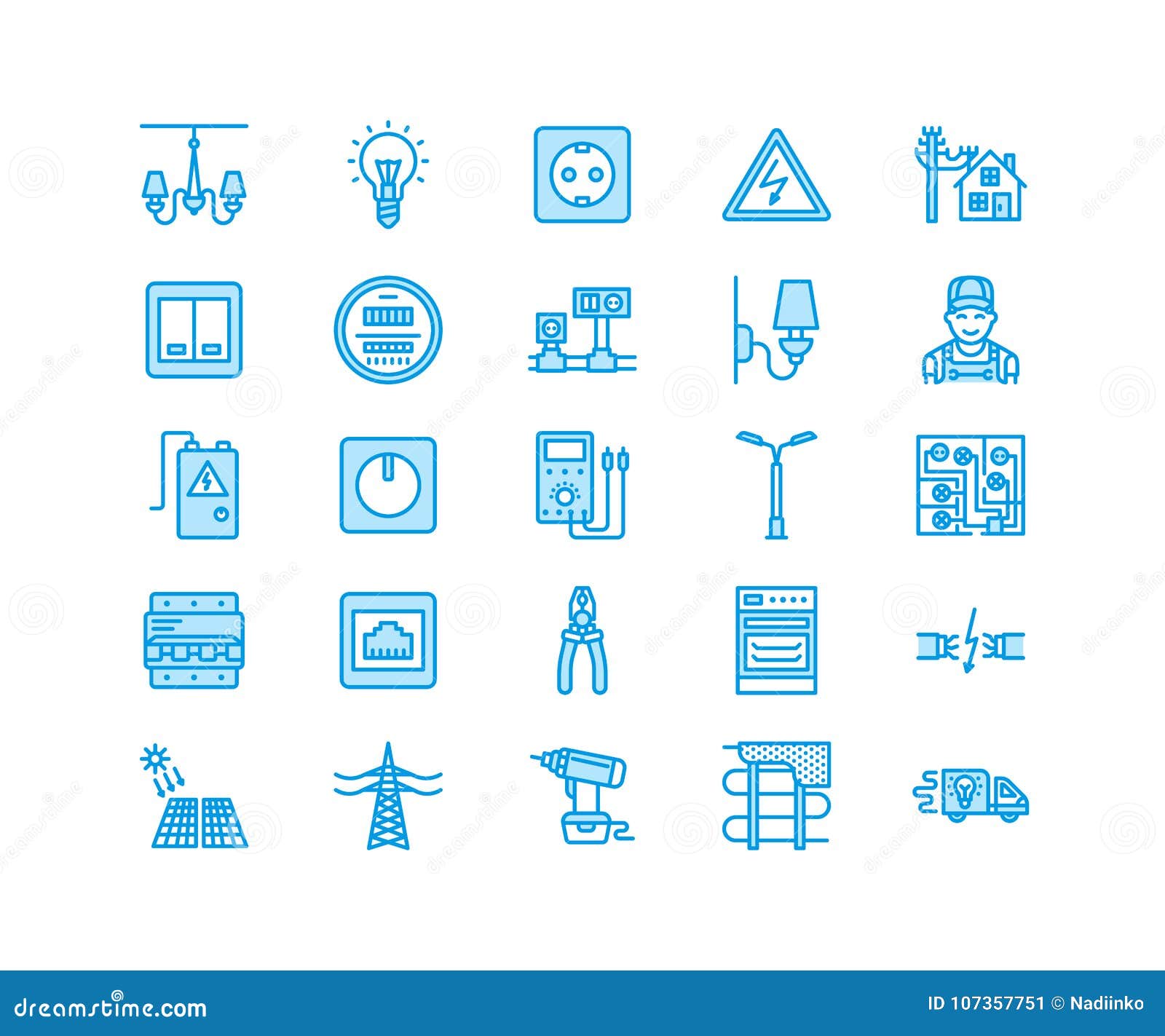 Electricity Engineering Vector Flat Line Icons. Electrical Equipment ...