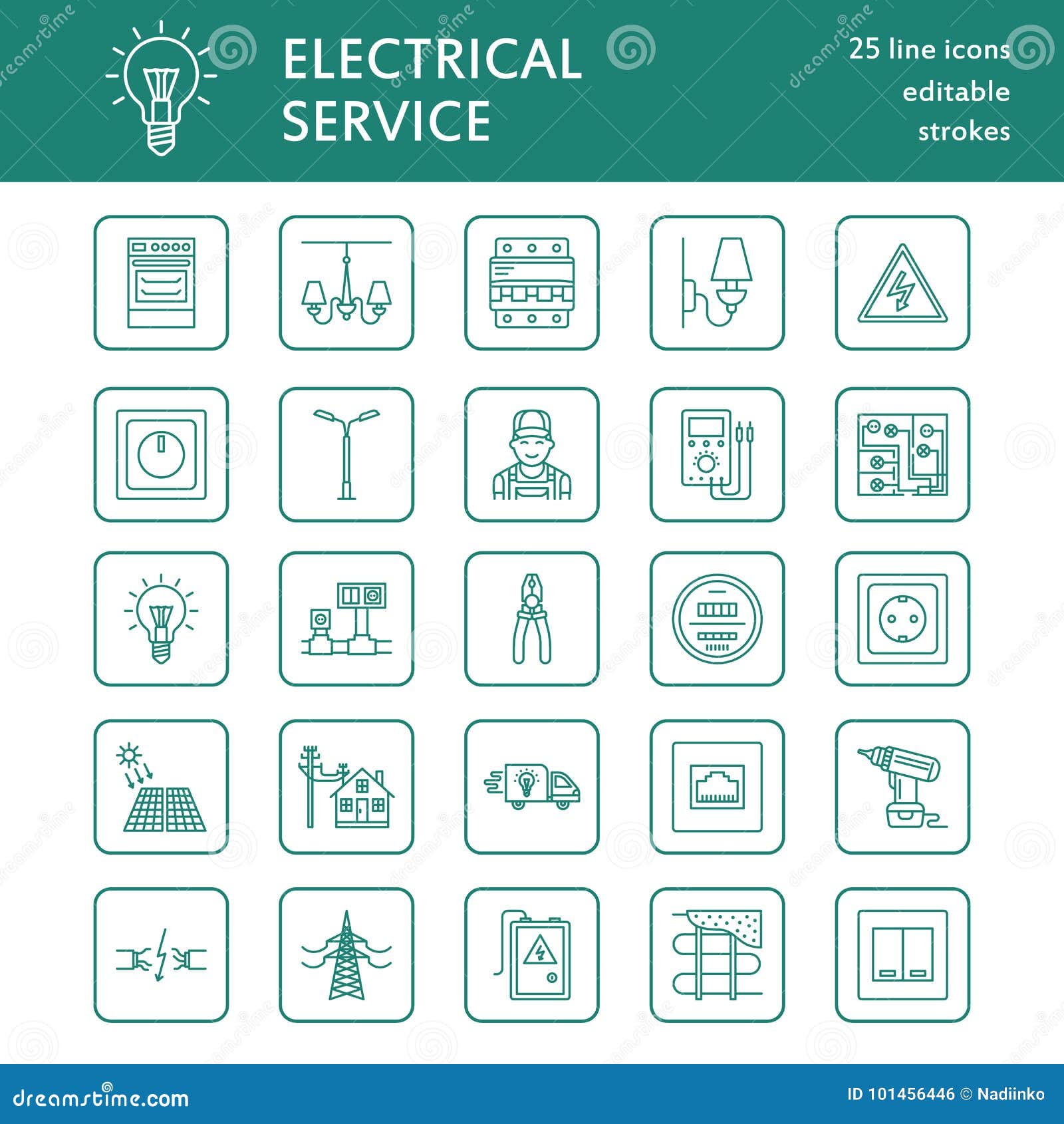 Electricity Engineering Vector Flat Line Icons. Electrical Equipment ...