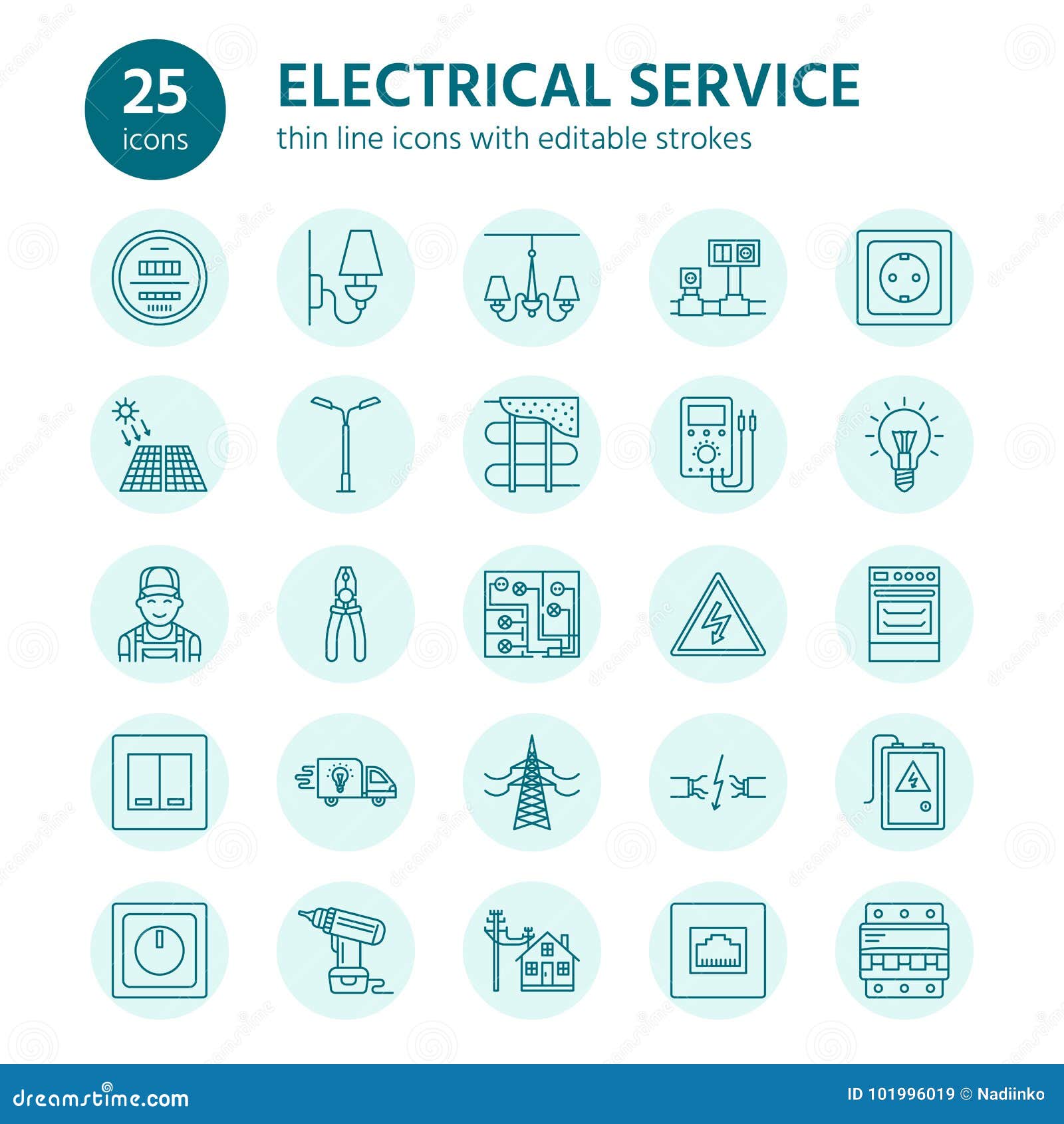 Electricity Engineering Vector Flat Line Icons. Electrical Equipment ...