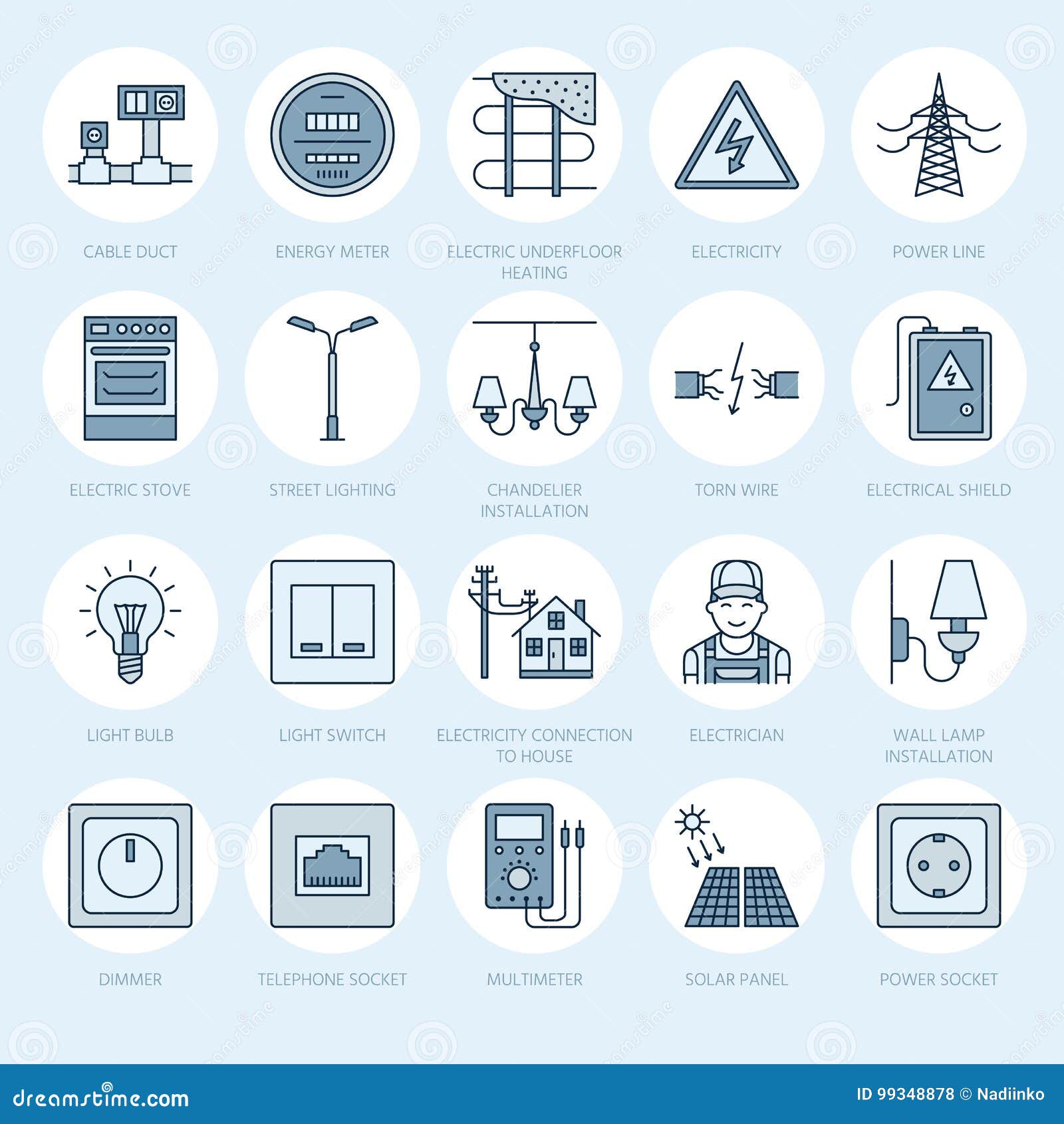 Electricity Engineering Vector Flat Glyph Icons. Electrical Equipment ...