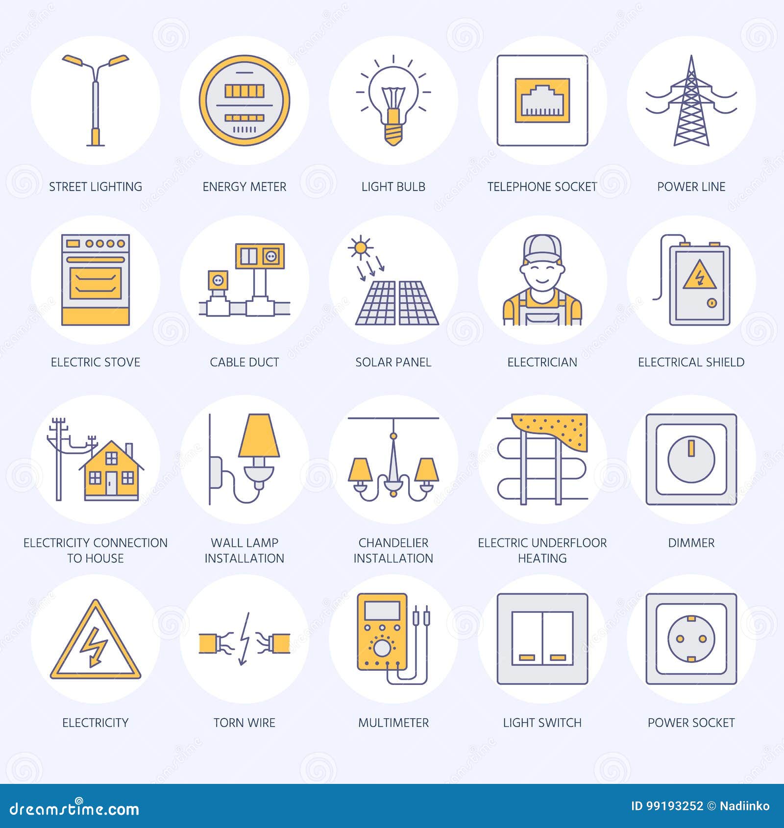 Electricity Engineering Vector Flat Line Icons. Electrical ...