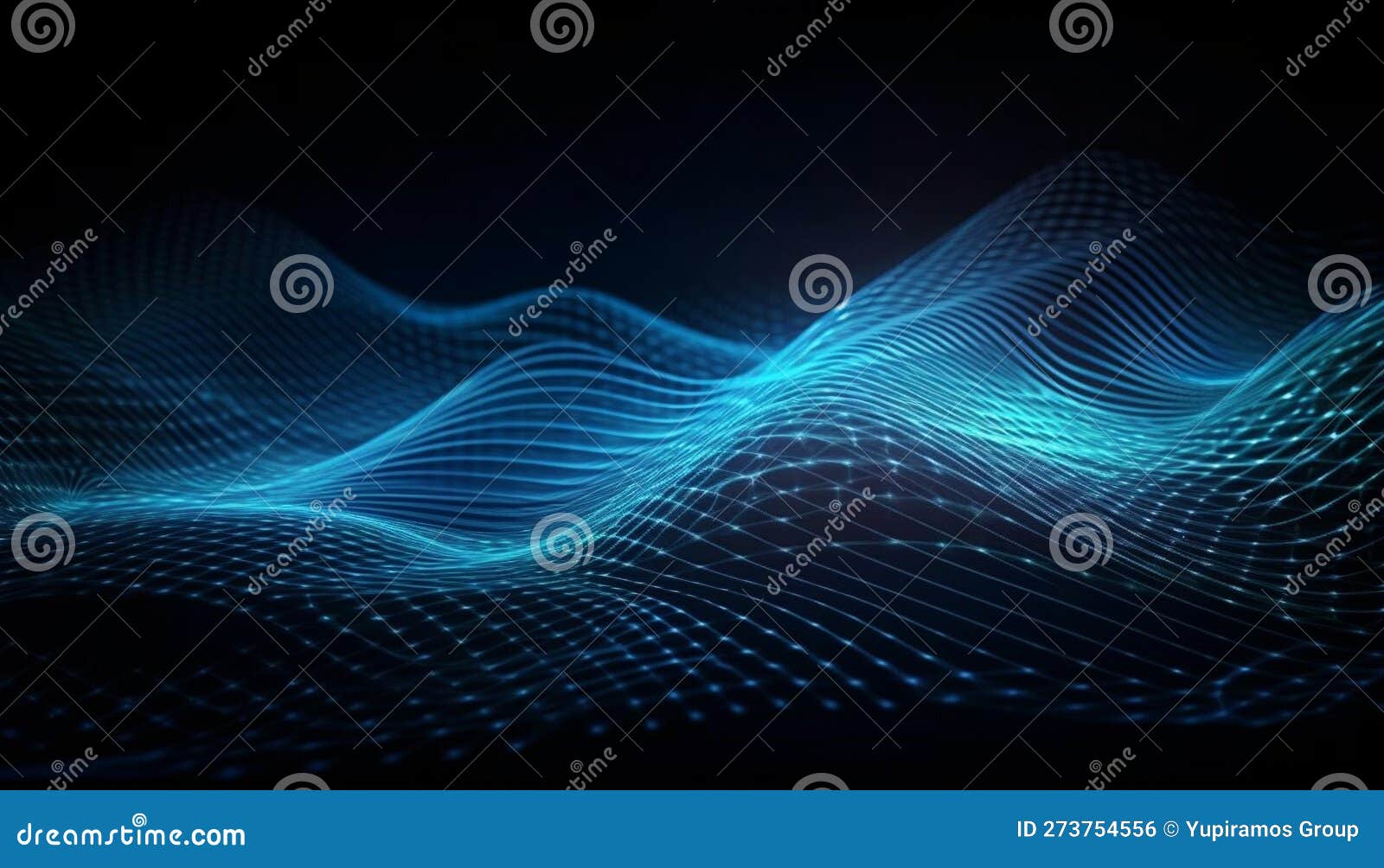 Electricity Flowing in Smooth Blue Abstract Wave Generated by AI Stock ...