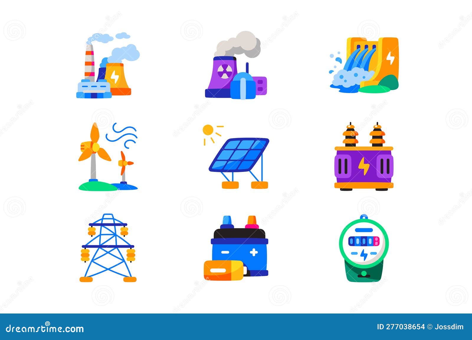 Set Of Electricity Generation Source Type Icons. Nonrenewable Energy ... Set Of Electricity Generation Source Type Icons. Nonrenewable Energy ...