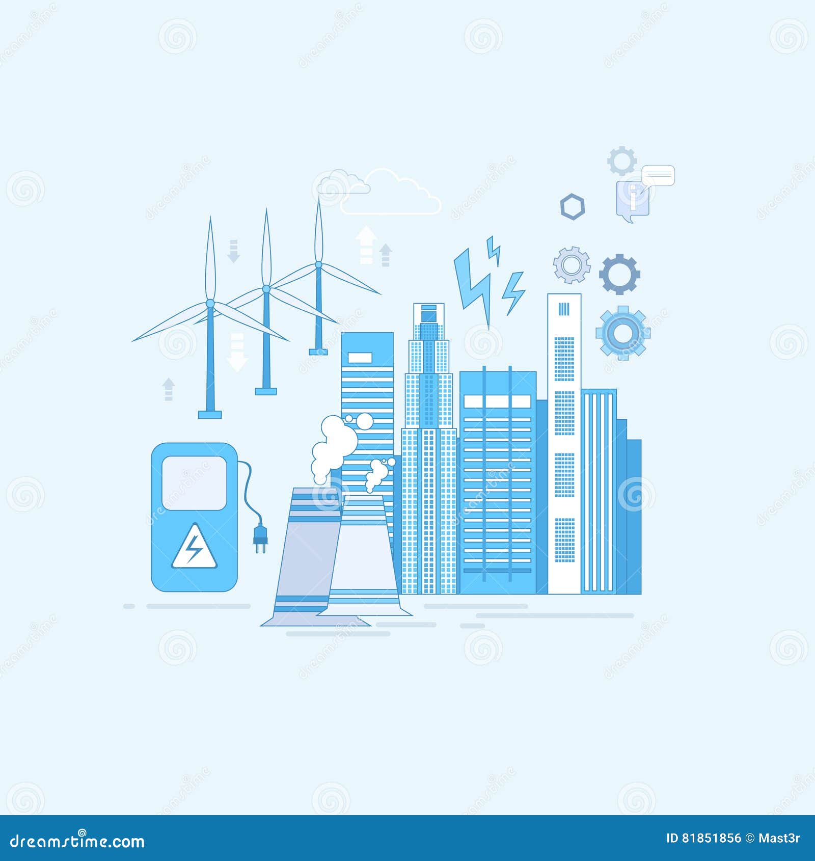 Electricity Generation Light Bulb With Biogas Plant Vector Royalty-Free ...