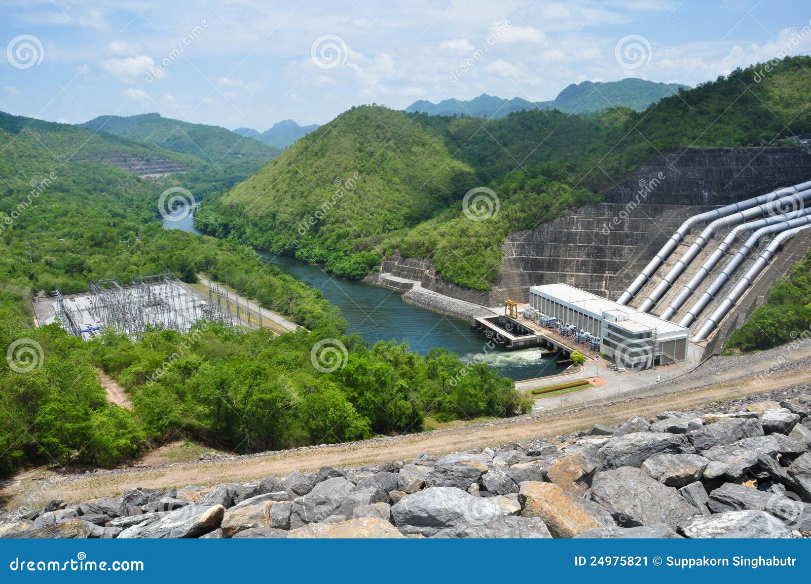 Electricity Generator Front Of Sri Nakharin Dam Royalty-Free Stock ...