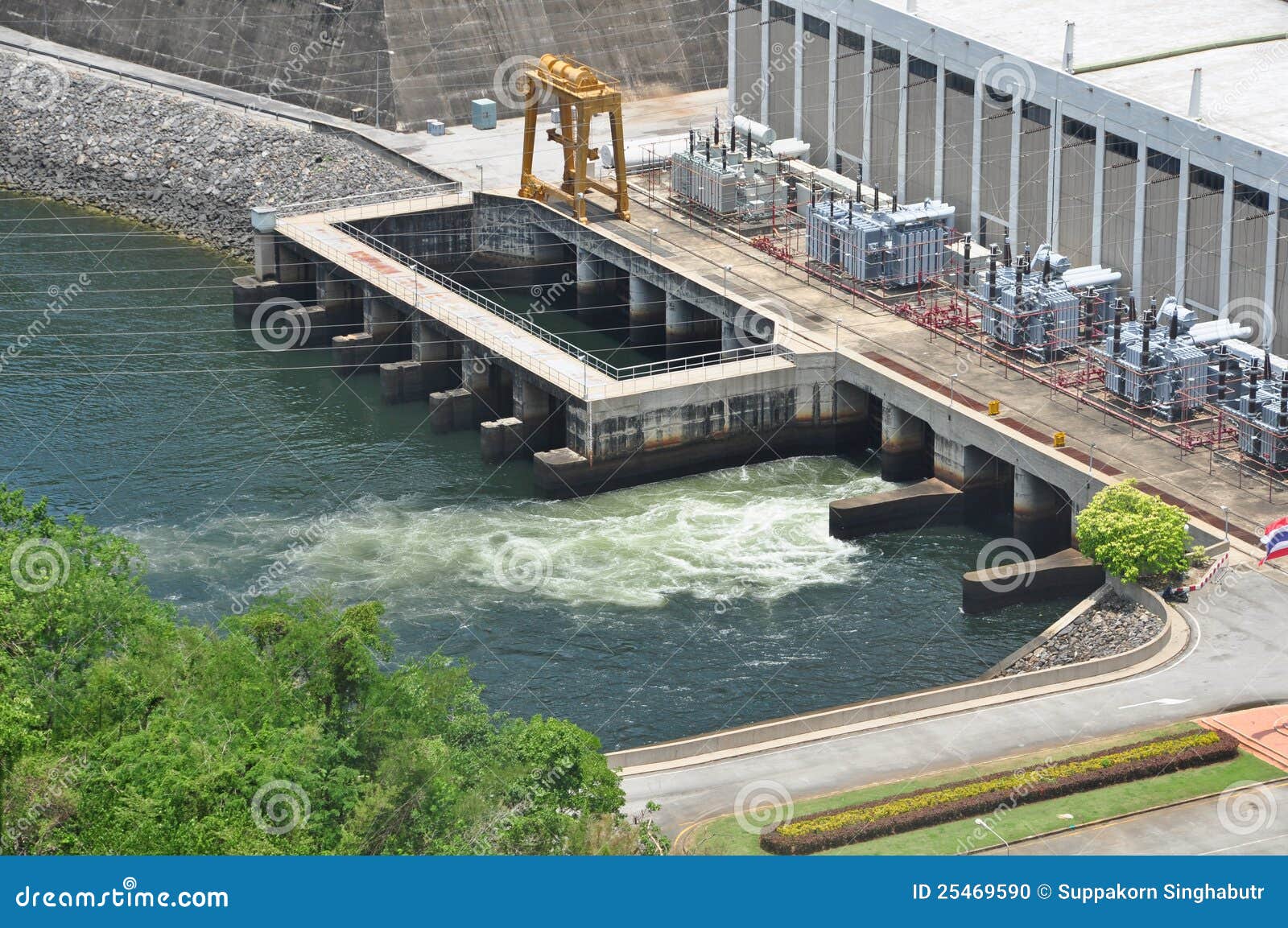 Electricity Generator Front Of Sri Nakharin Dam Royalty-Free Stock ...