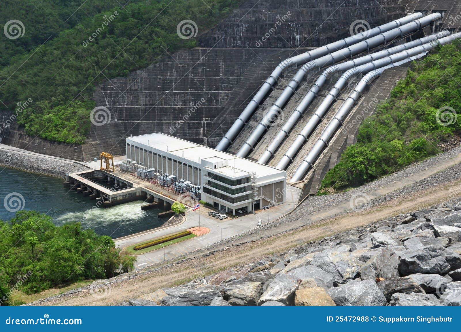 Electricity Generator Front Of Sri Nakharin Dam Stock Photo ...