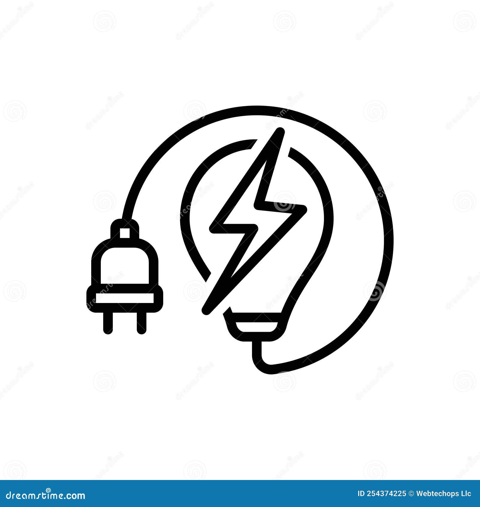 Black Line Icon for Electricity, Current and Power Stock Illustration ...