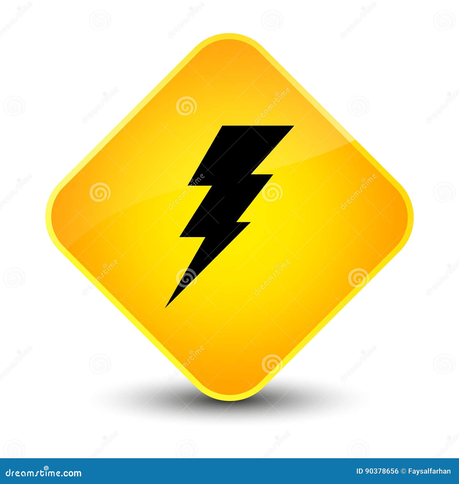 Electricity Icon Elegant Yellow Diamond Button Stock Illustration ...