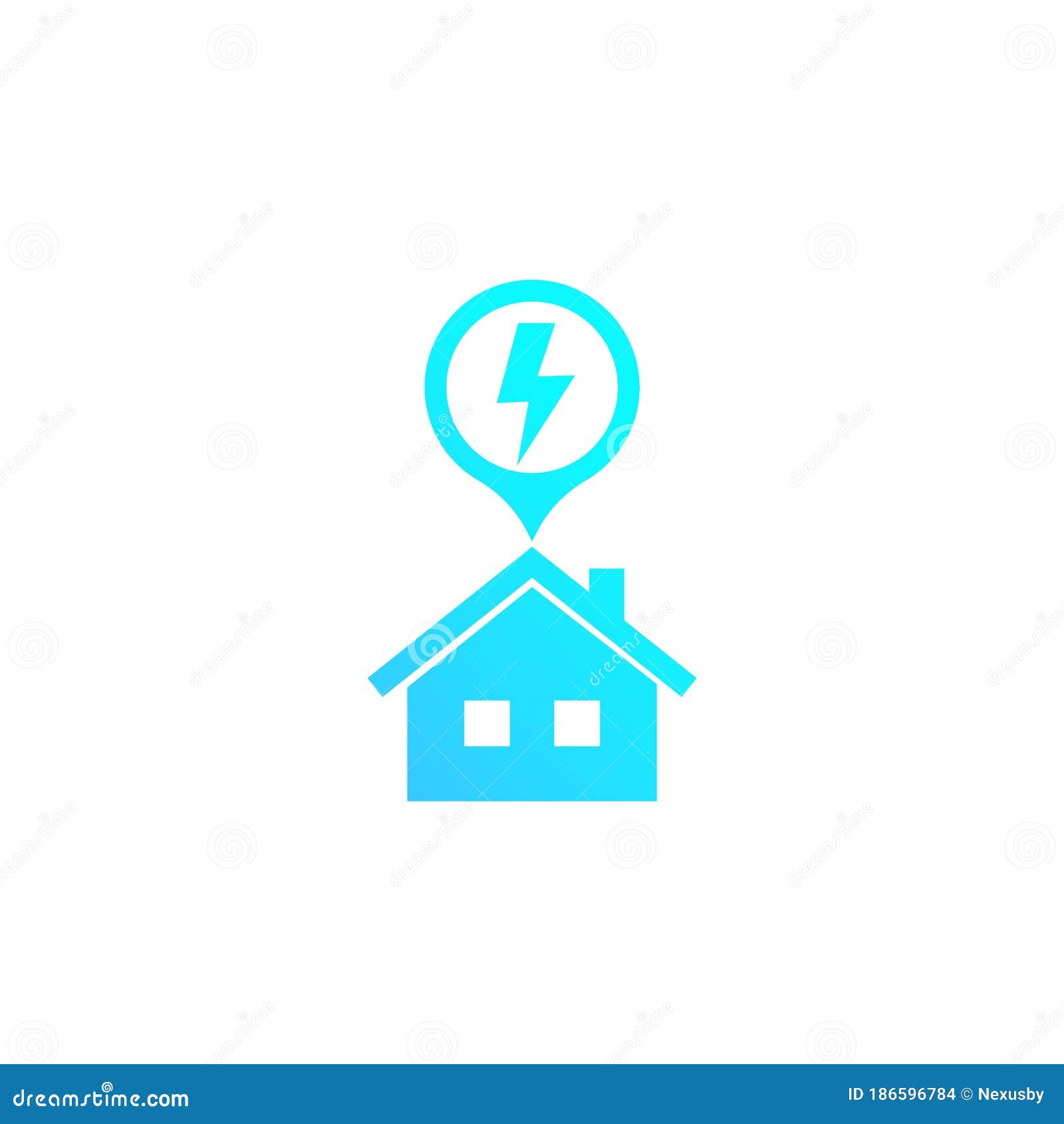 Electricity Icon with House, Vector Sign Stock Vector - Illustration of ...