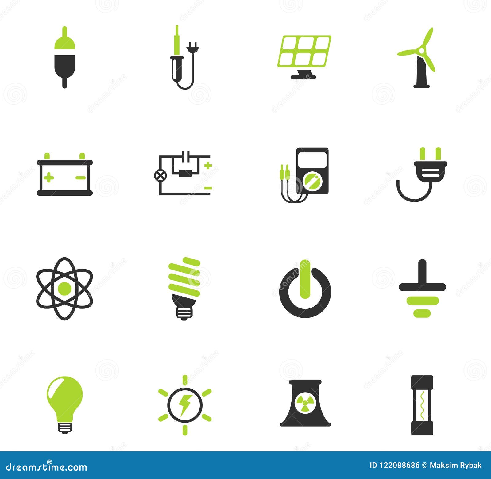 Electricity icon set stock vector. Illustration of power - 122088686