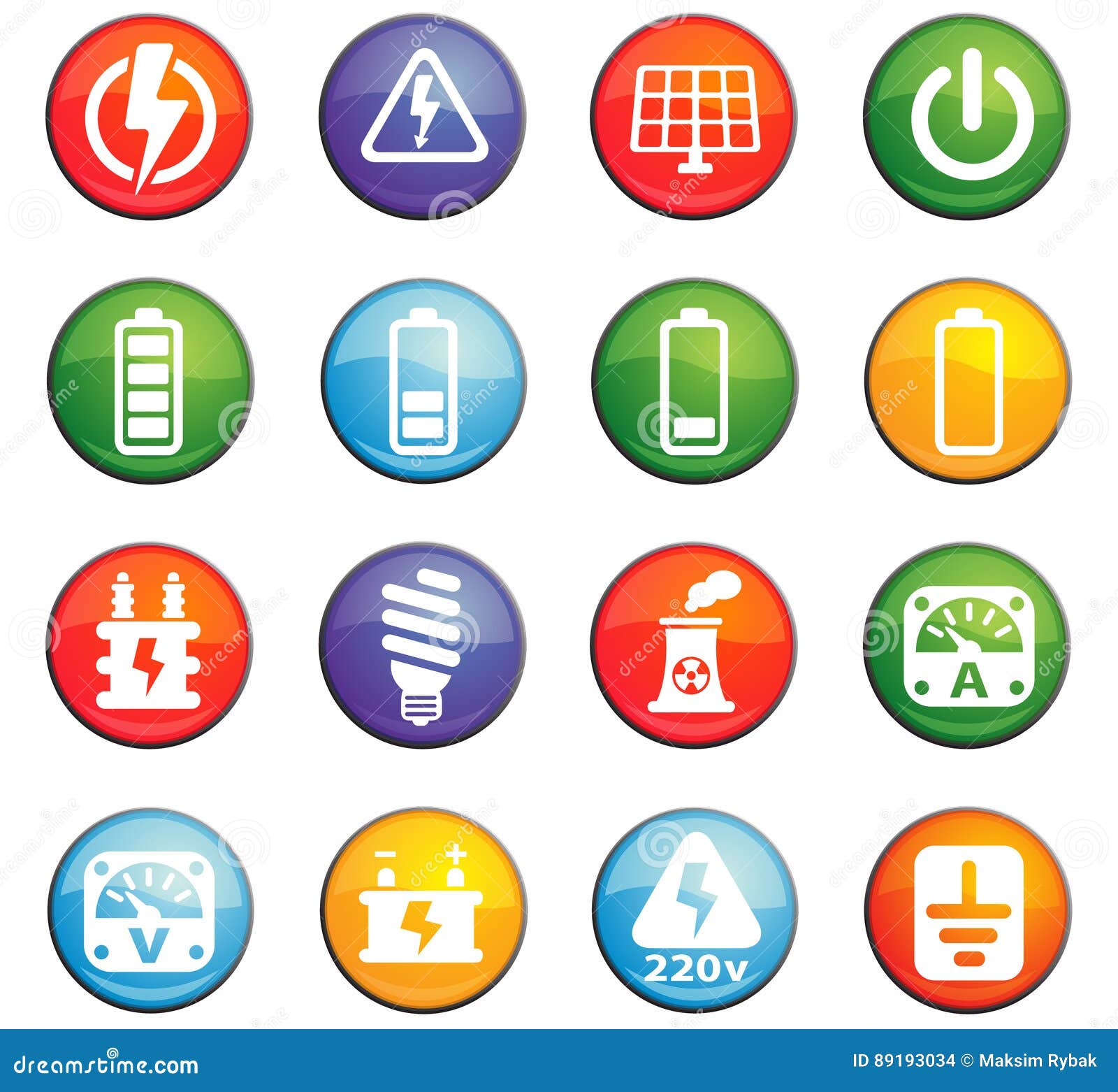 Electricity icon set stock illustration. Illustration of switch - 89193034