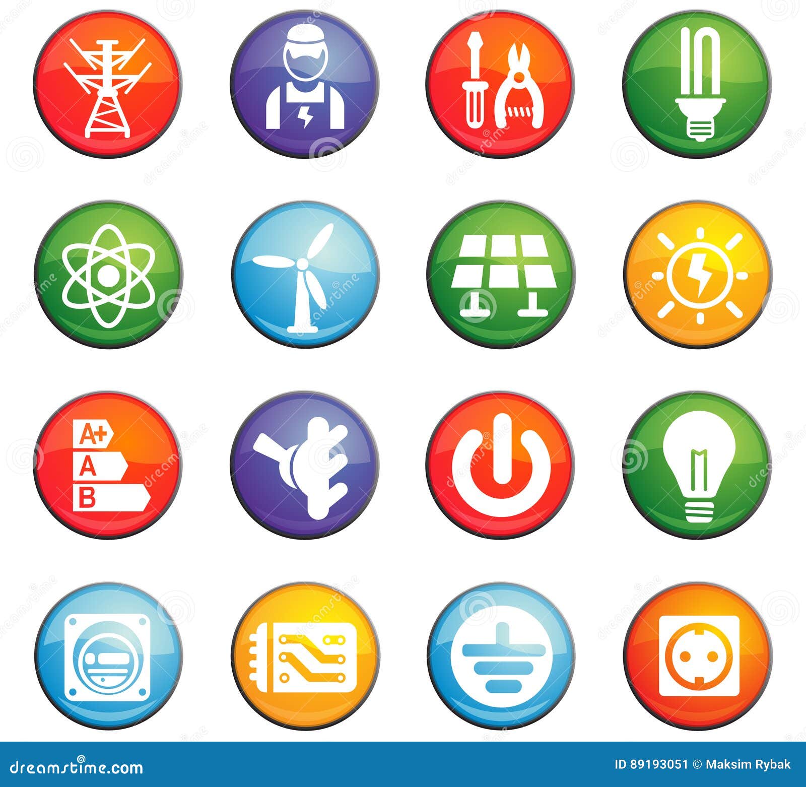 Electricity icon set stock illustration. Illustration of breaker - 89193051