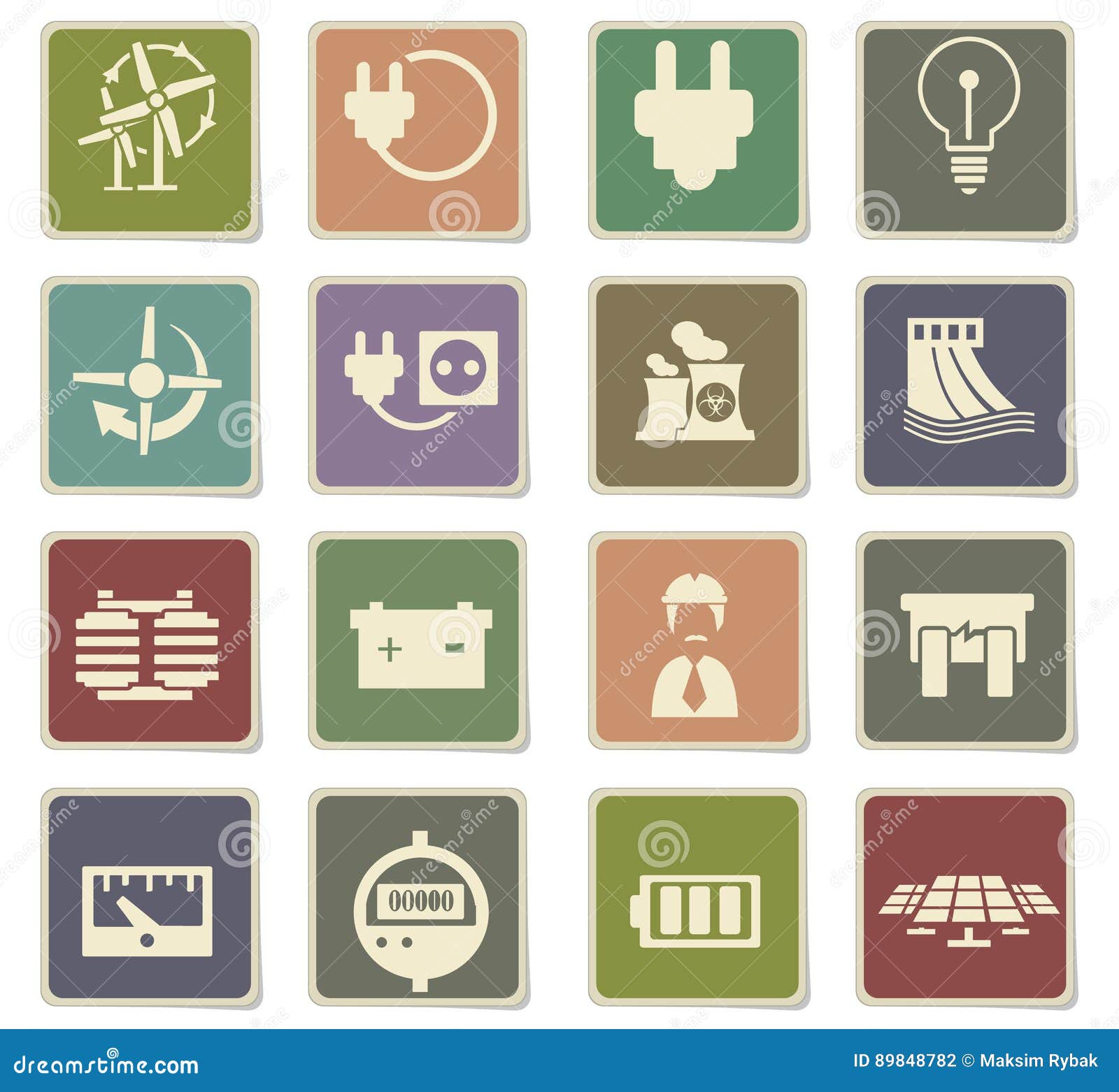 Electricity icon set stock illustration. Illustration of nuclear - 89848782
