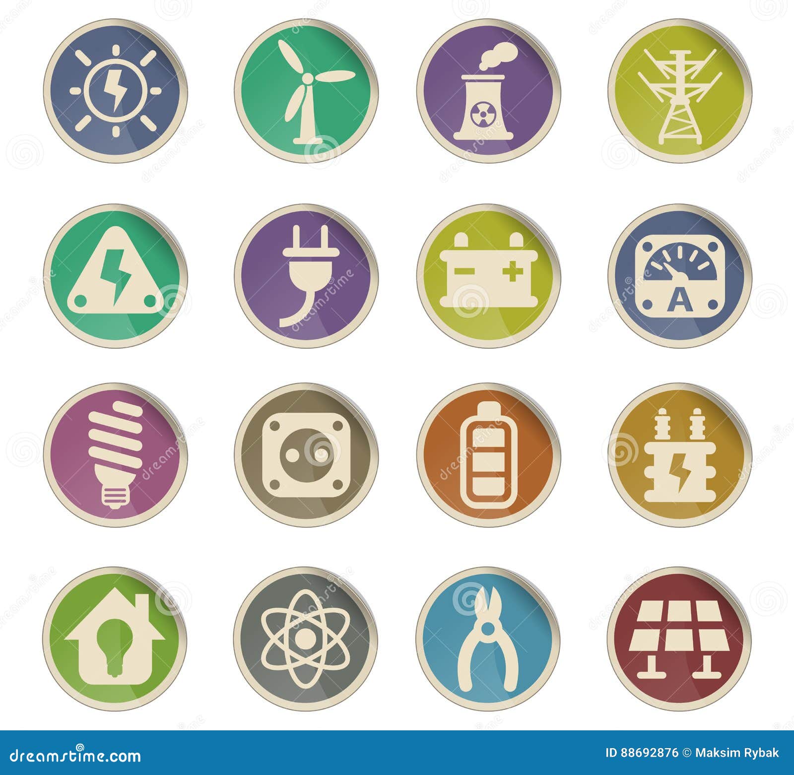 Electricity icon set stock illustration. Illustration of power - 88692876