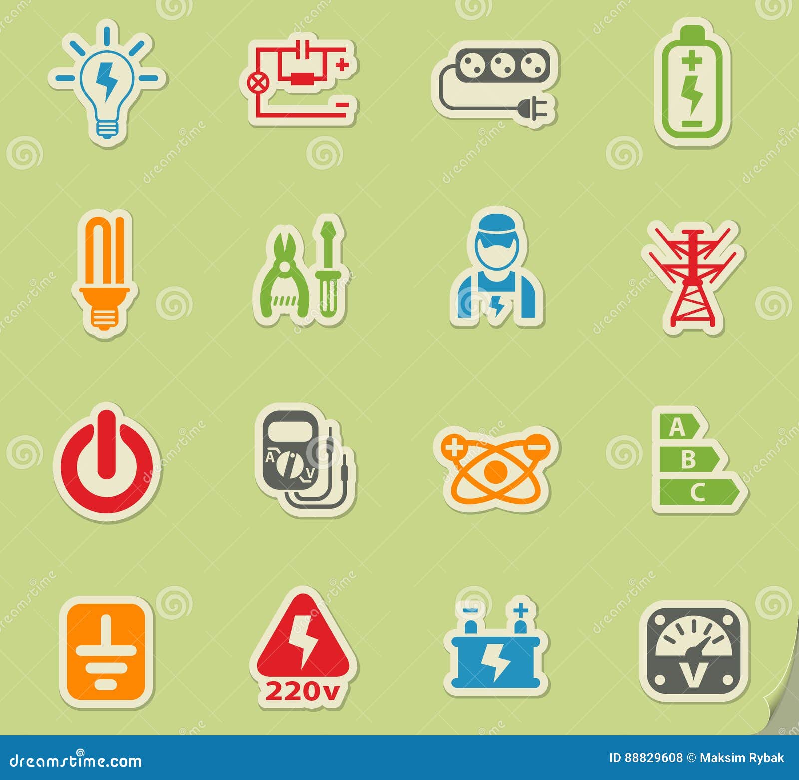 Electricity icon set stock illustration. Illustration of symbol - 88829608