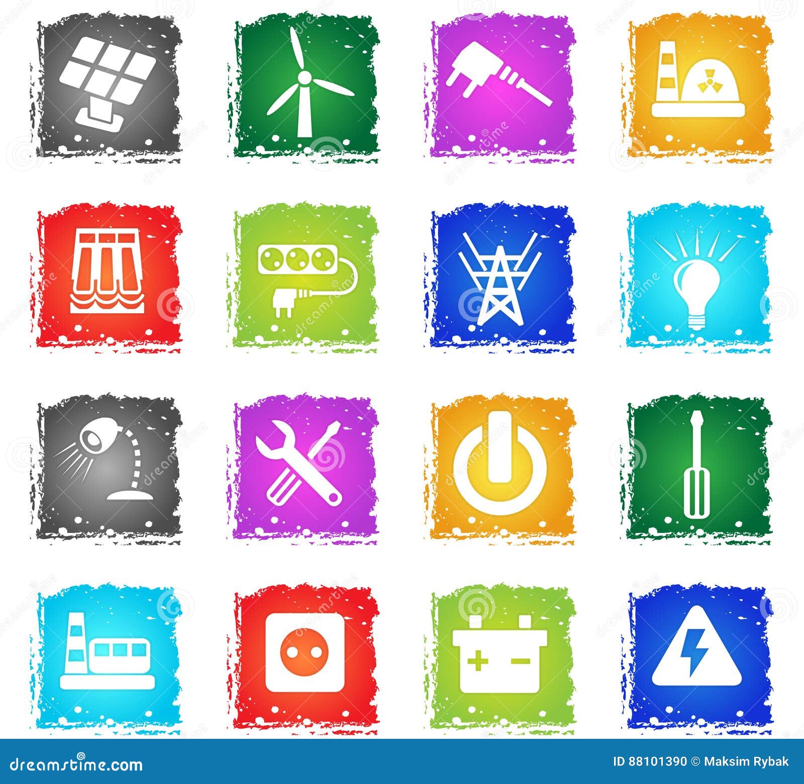 Electricity icon set stock vector. Illustration of tester - 88101390