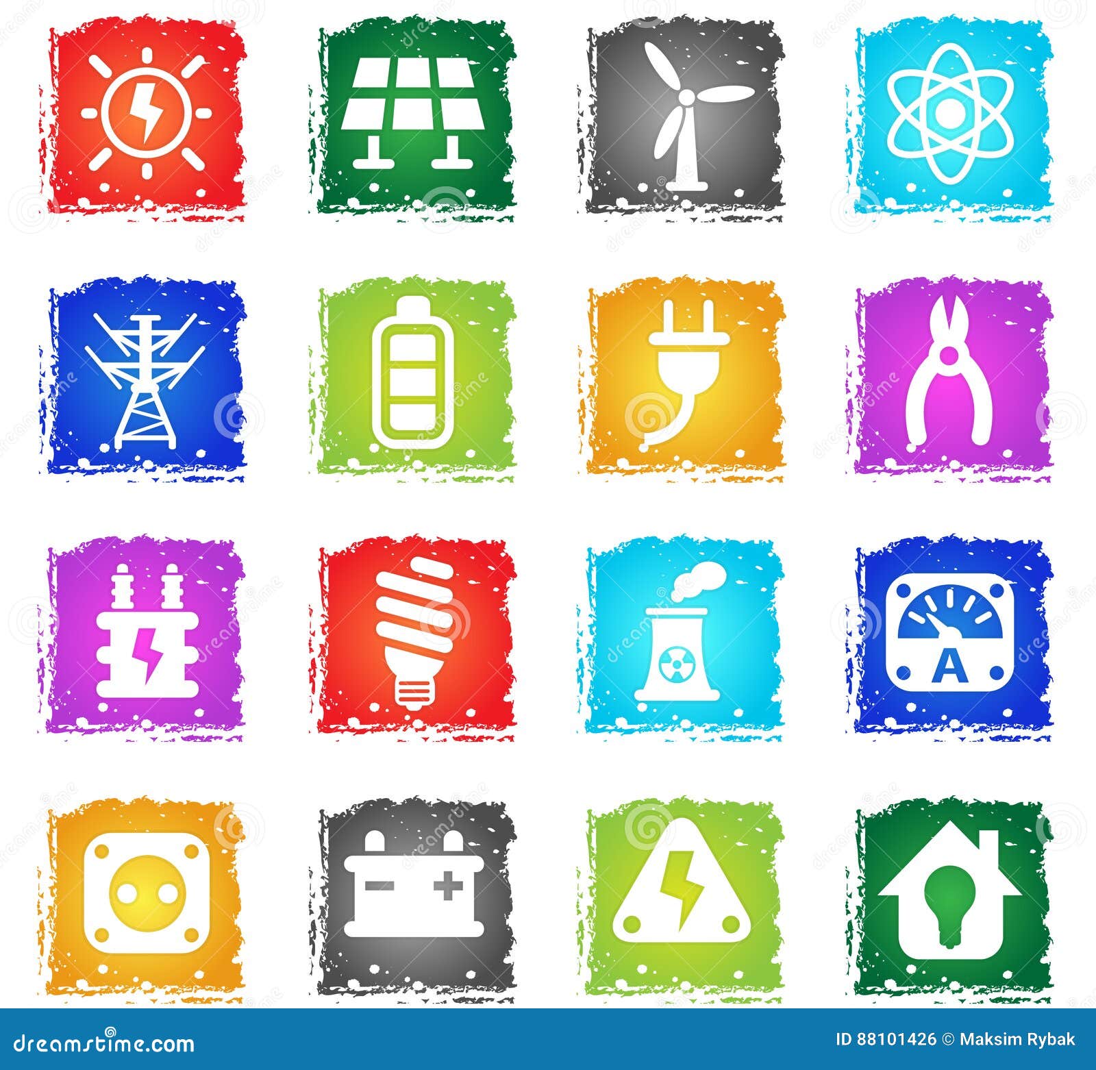 Electricity icon set stock vector. Illustration of electricity - 88101426
