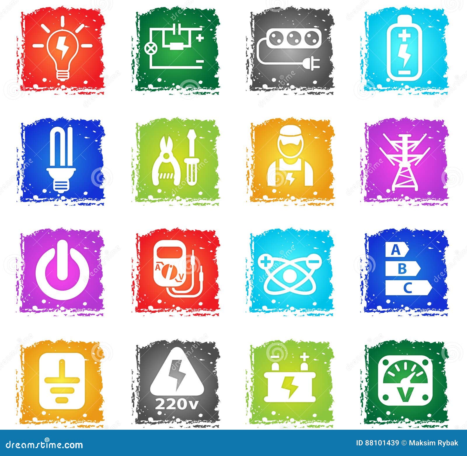 Electricity icon set stock vector. Illustration of electrician - 88101439