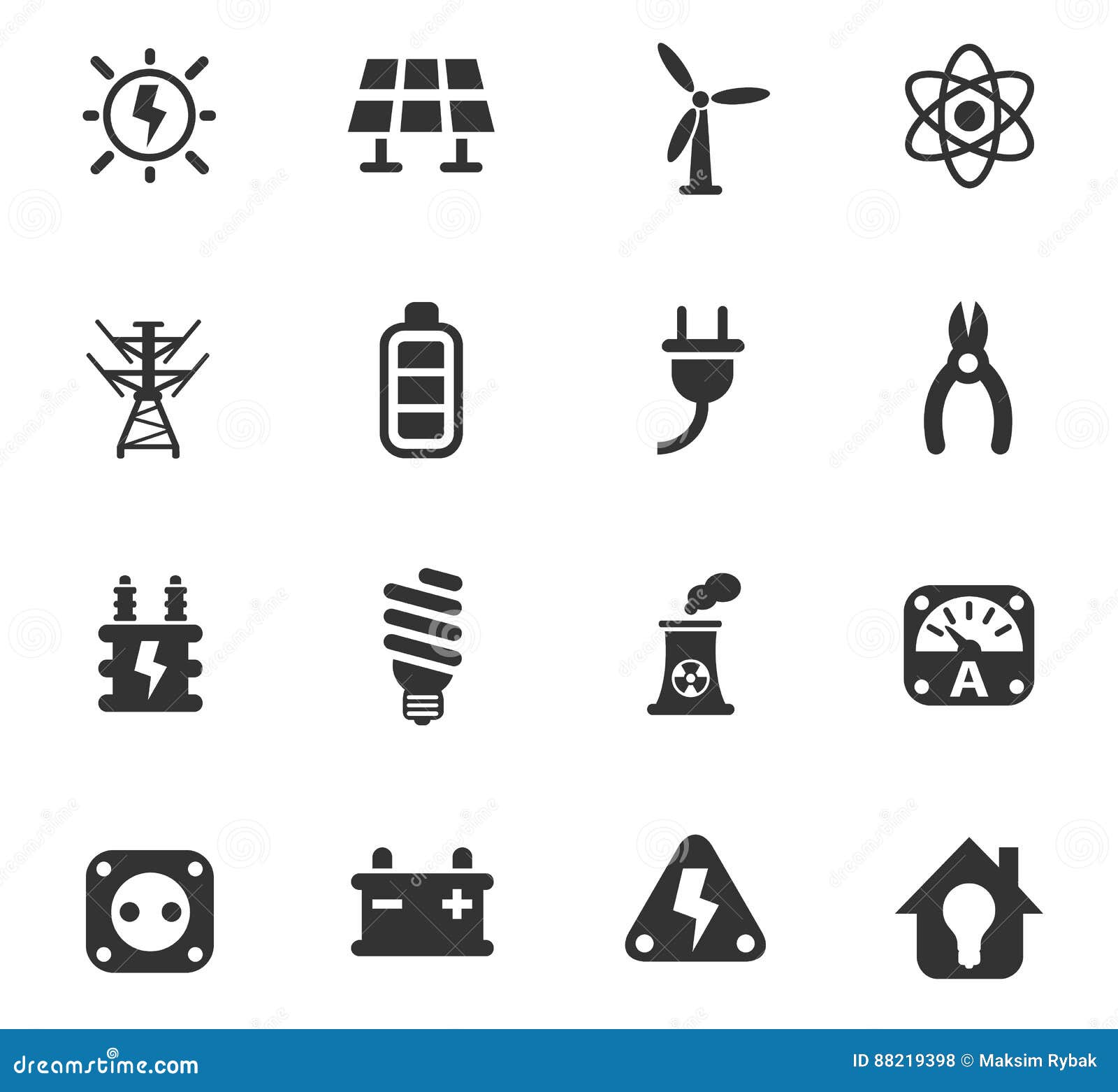 Electricity icon set stock vector. Illustration of icon - 88219398