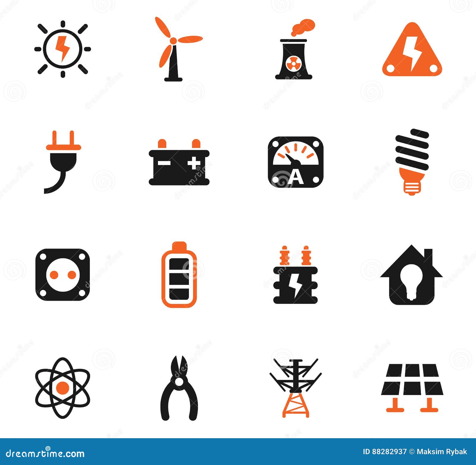 Electricity icon set stock illustration. Illustration of nuclear - 88282937