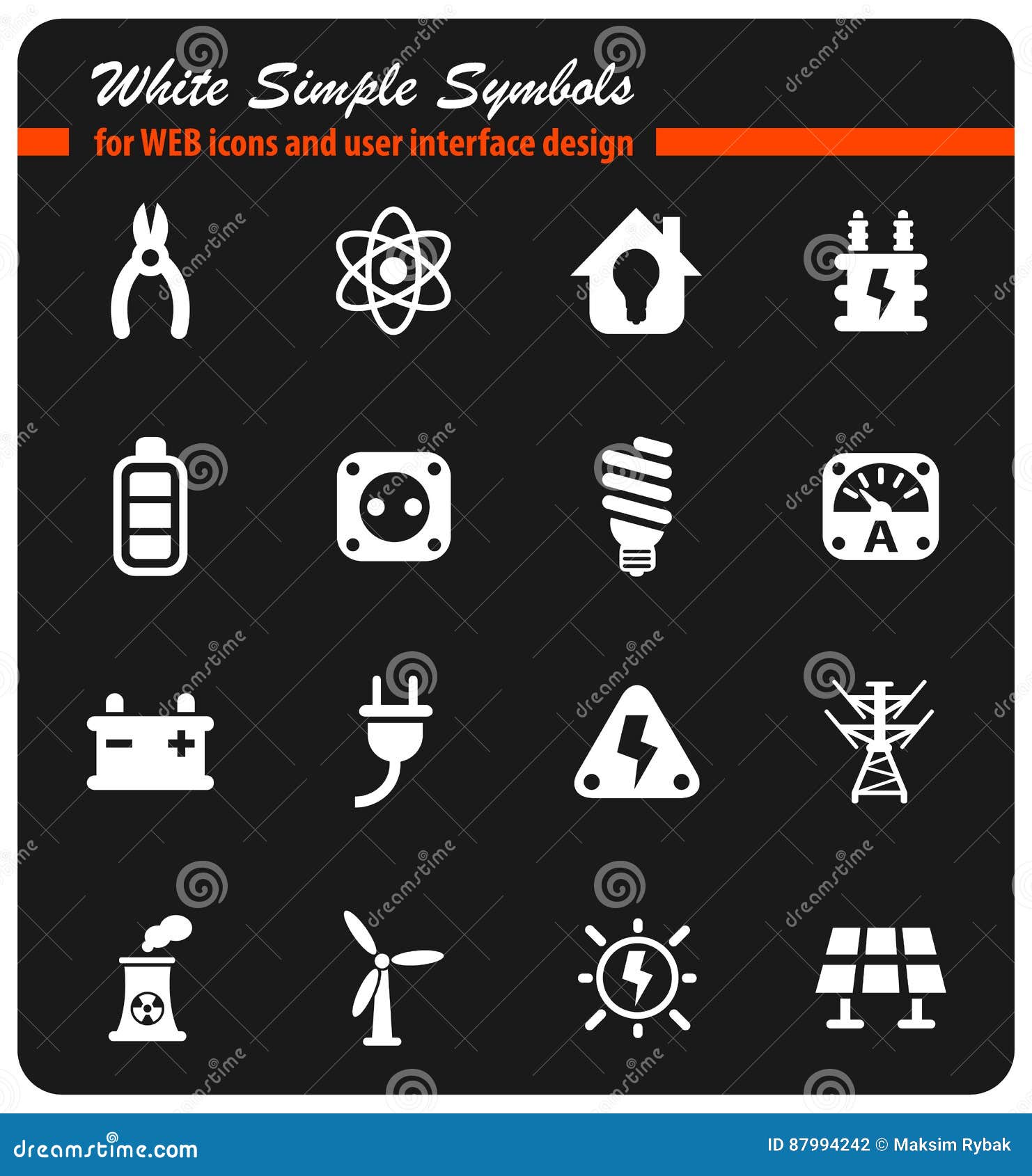 Electricity icon set stock vector. Illustration of atom - 87994242