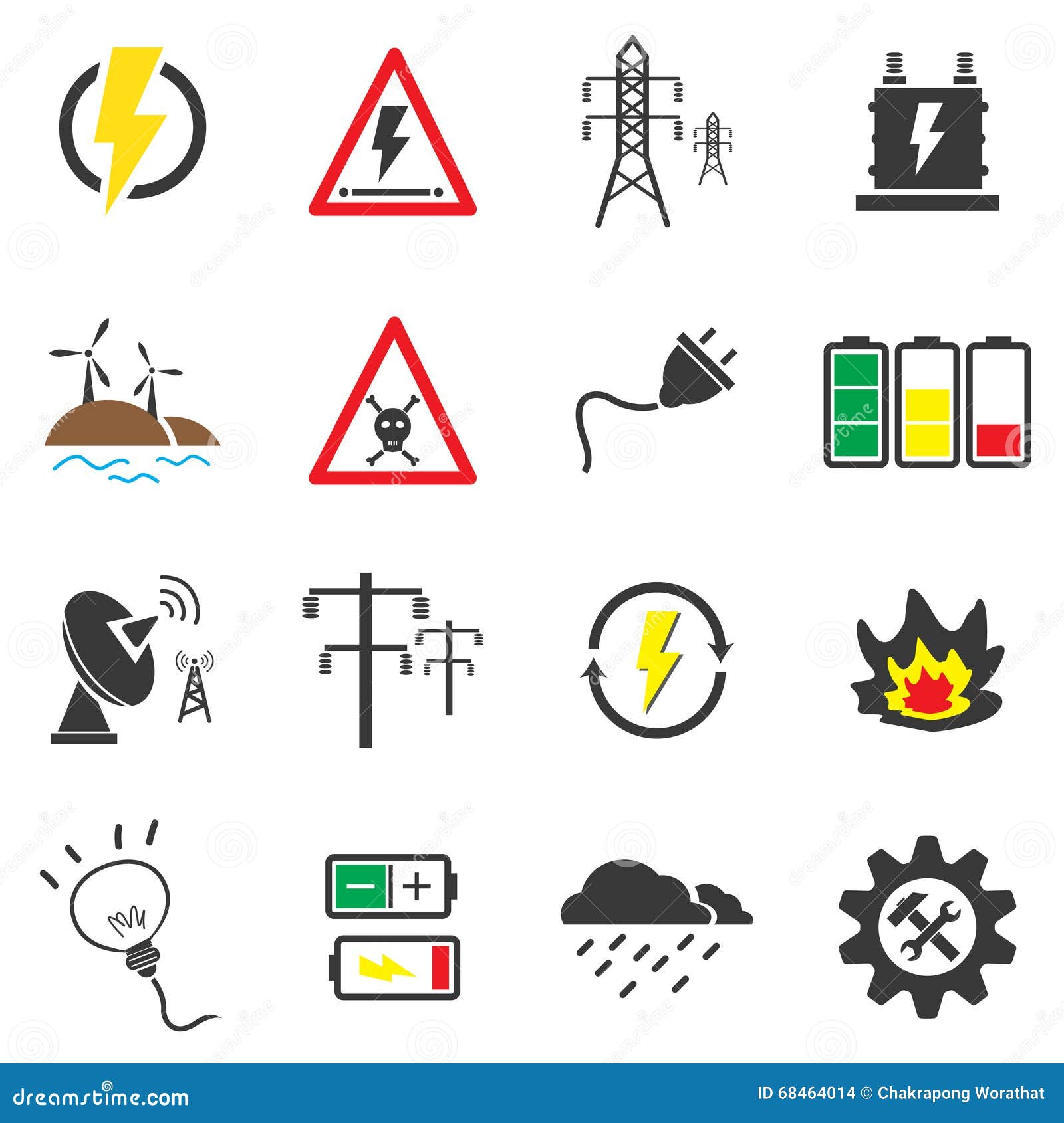 Electricity Icon Sets Symbol. Stock Illustration - Illustration of grid ...