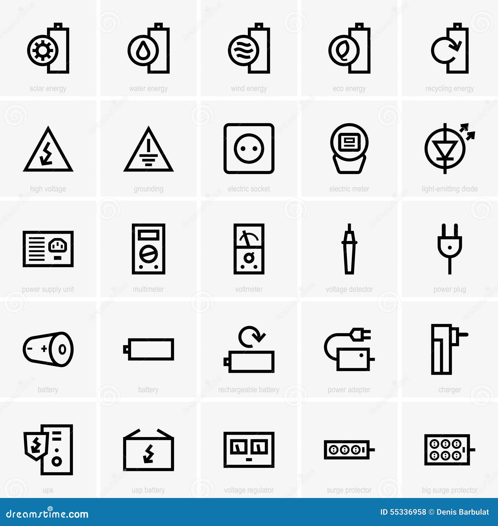 Electricity icons stock vector. Illustration of plug - 55336958