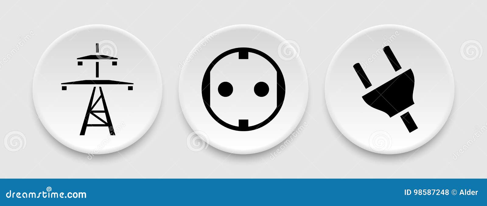 Electricity icons stock vector. Illustration of plates - 98587248