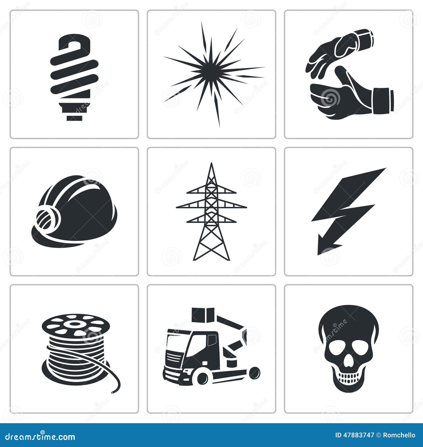 Electricity Icons set stock illustration. Illustration of equipment ...