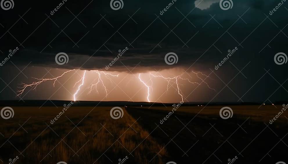 Electricity Illuminates the Dark, Spooky Sky with Forked Lightning ...