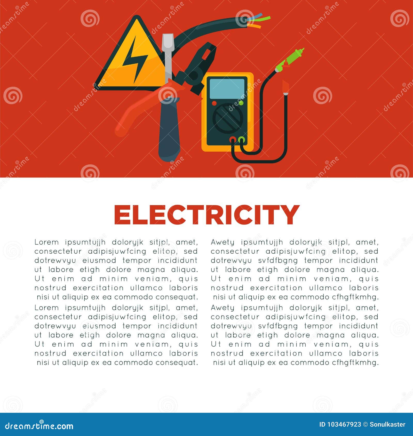 Electricity Informative Poster with Equipment and Sample Text Stock ...
