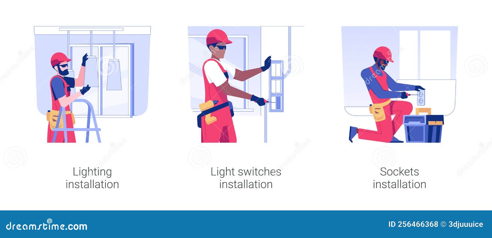 Electricity Installation Isolated Concept Vector Illustrations. Stock ...