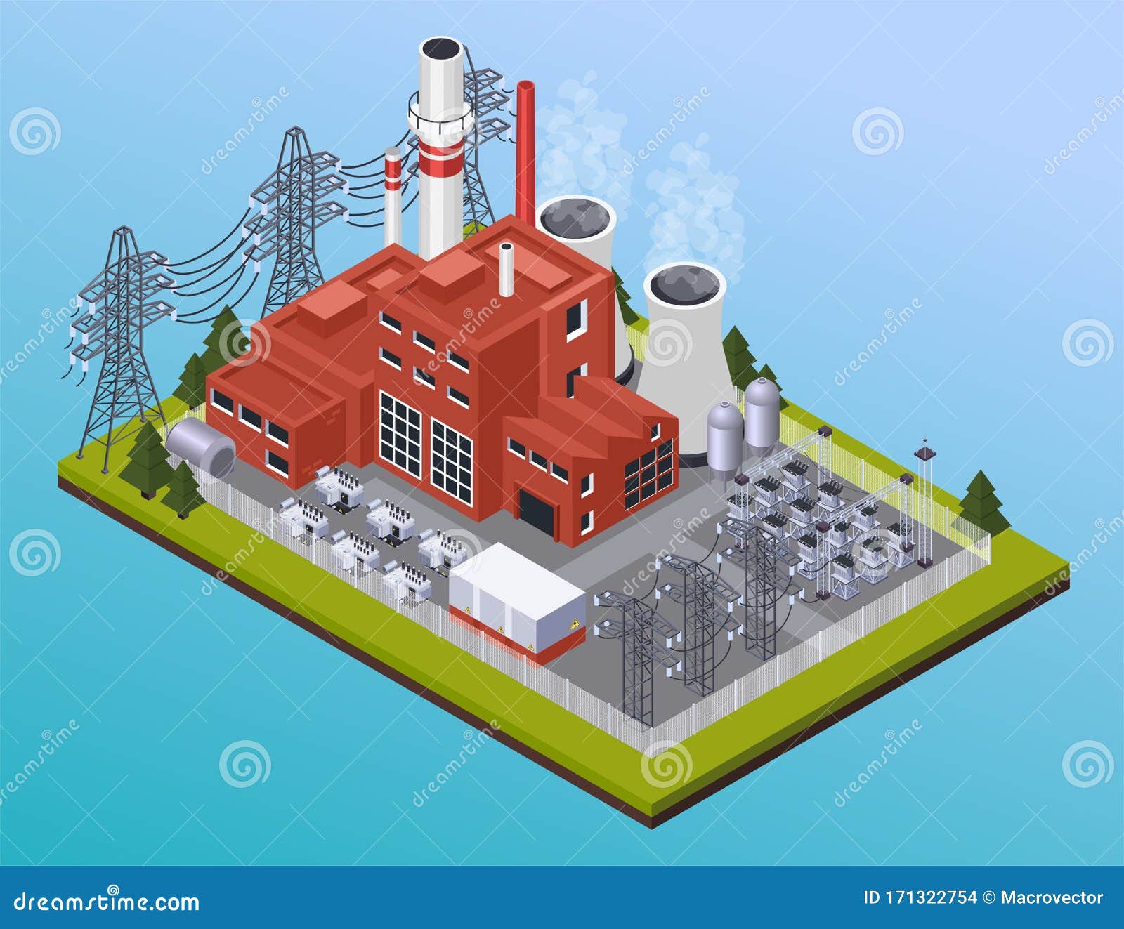 Electricity Isometric Composition Stock Vector - Illustration of ...