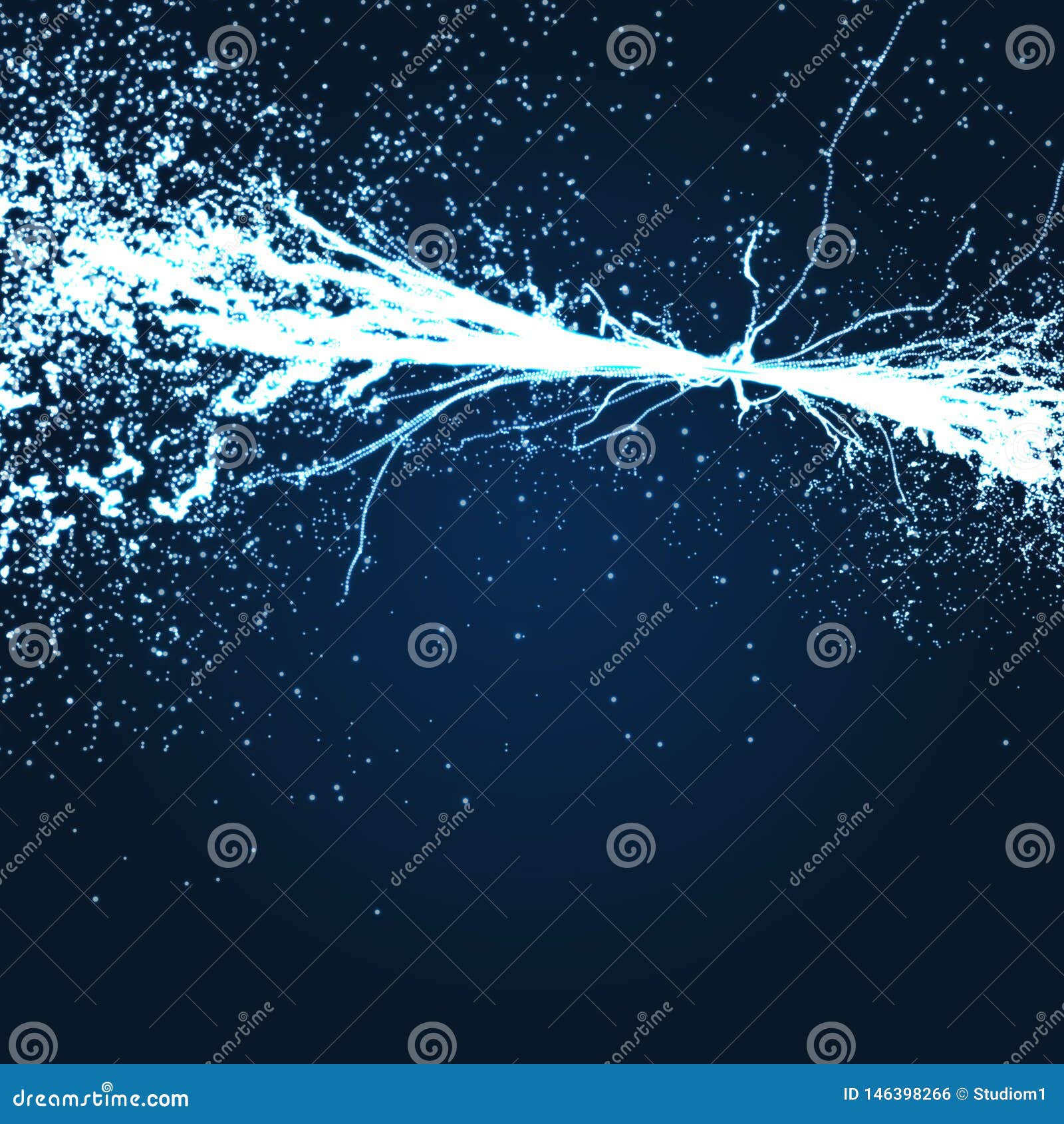 Electricity Lighting Effects. Array with Dynamic Particles. Glowing ...