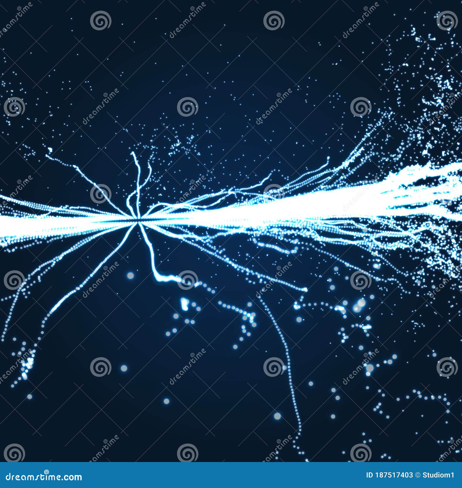 Electricity Lighting Effects. Array with Dynamic Particles. Glowing ...