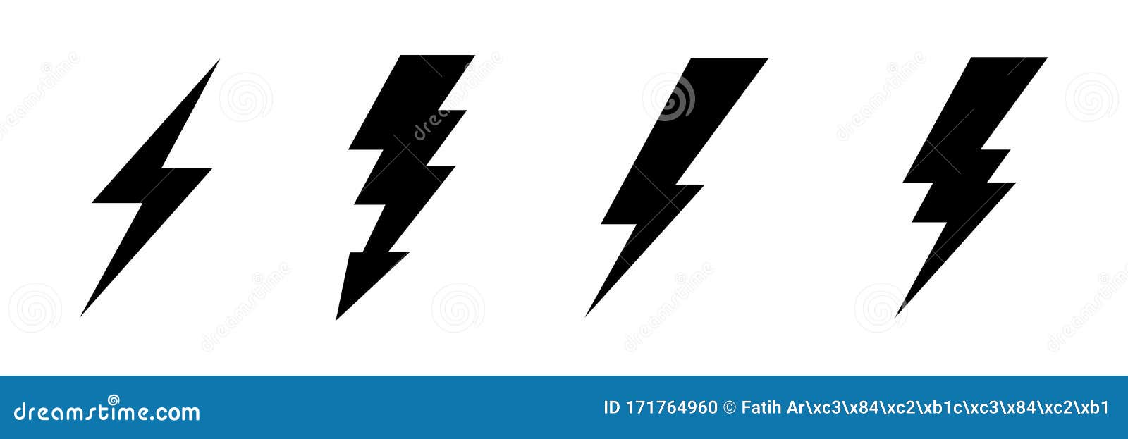 Electricity - Lightning Symbol Icon Set. Isolated Vector Illustration ...