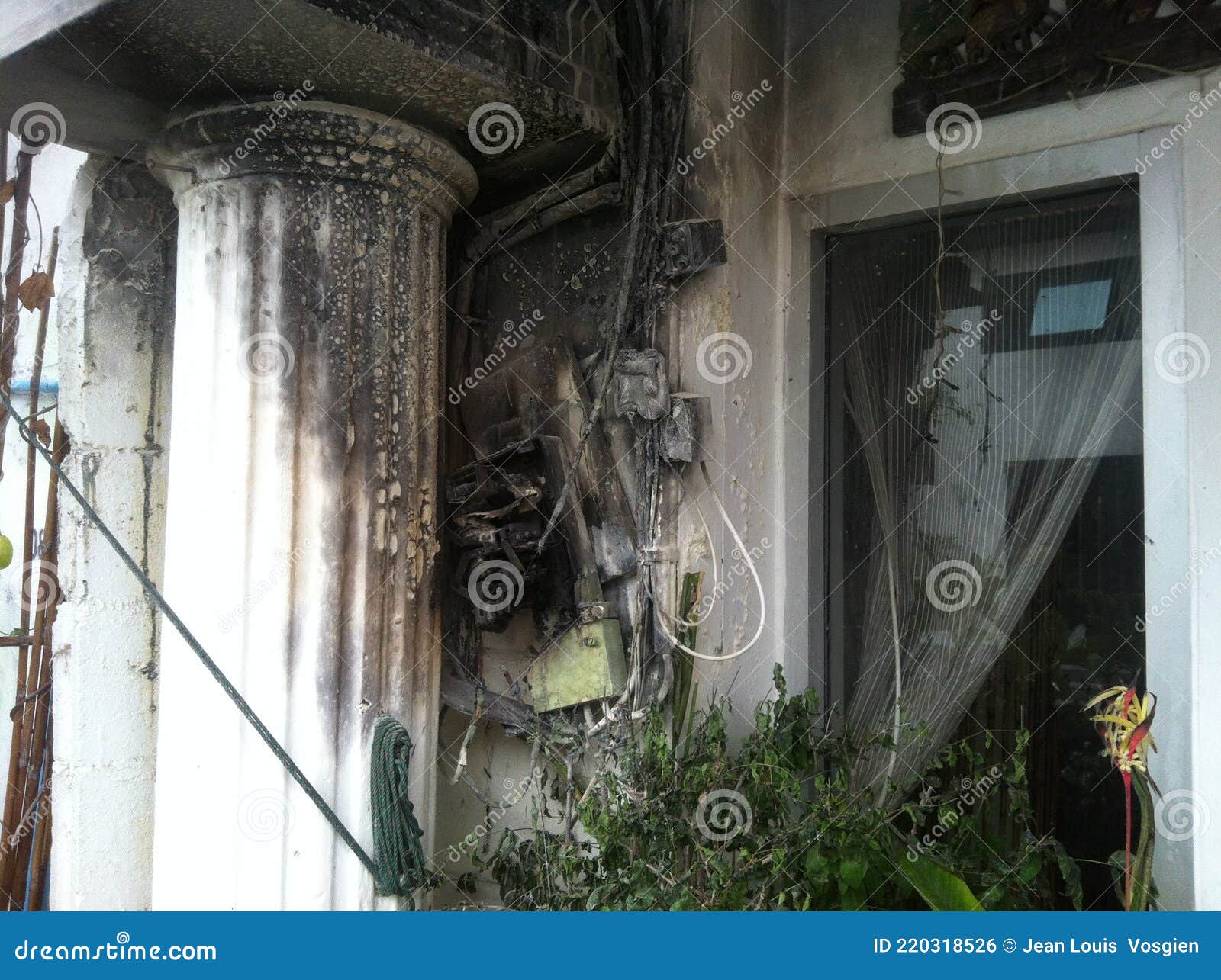 Electricity Meter Destroyed after a Fire Stock Photo - Image of ...
