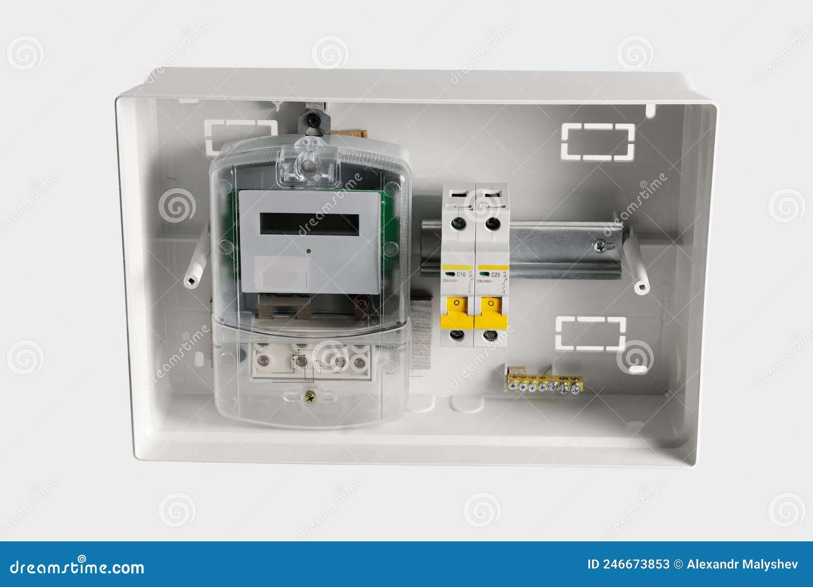 Electricity Meter in the Electrical Panel Stock Image - Image of rail ...