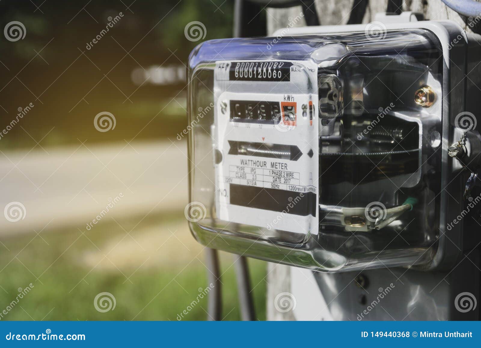 Electricity Meter for House with Sky Background Stock Photo - Image of ...