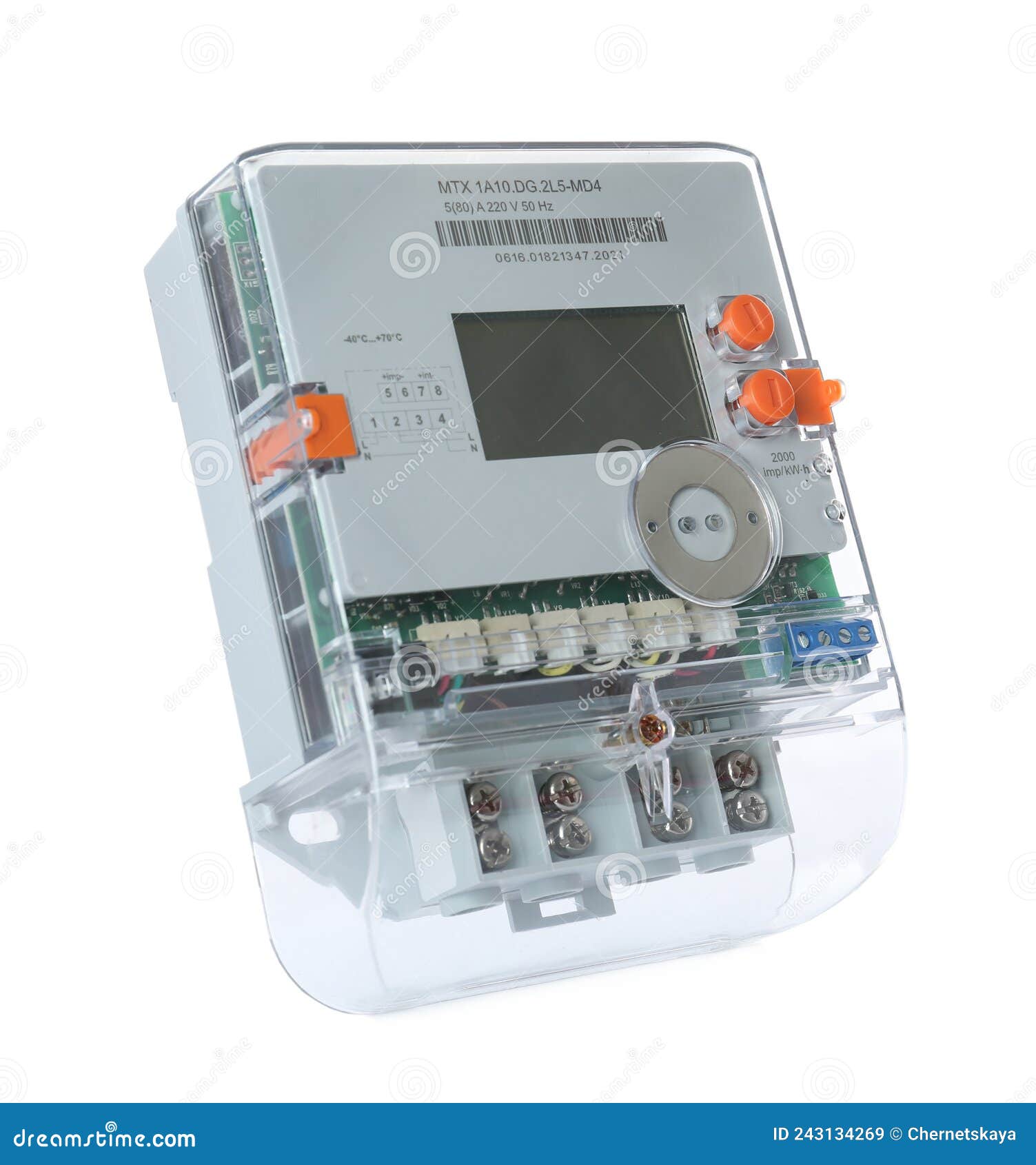 Electricity Meter Isolated on White Background. Measuring Device Stock ...