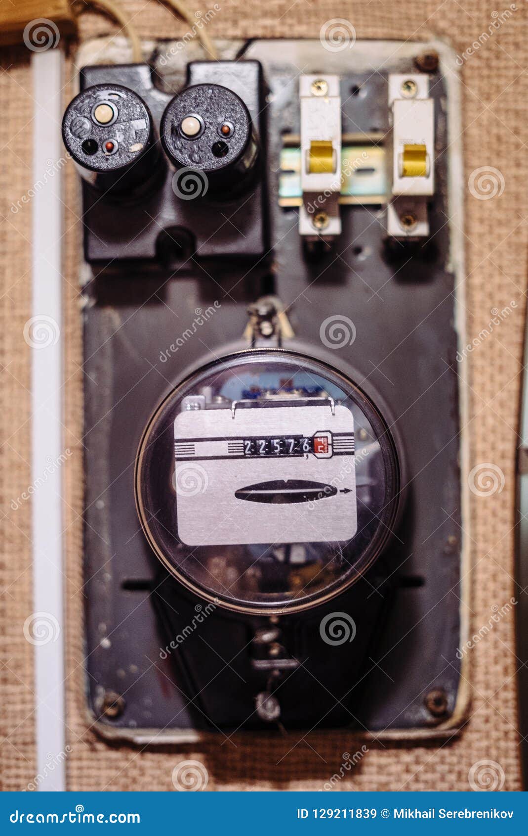 Electricity Meter on the Wall Stock Image - Image of wall, communicate ...