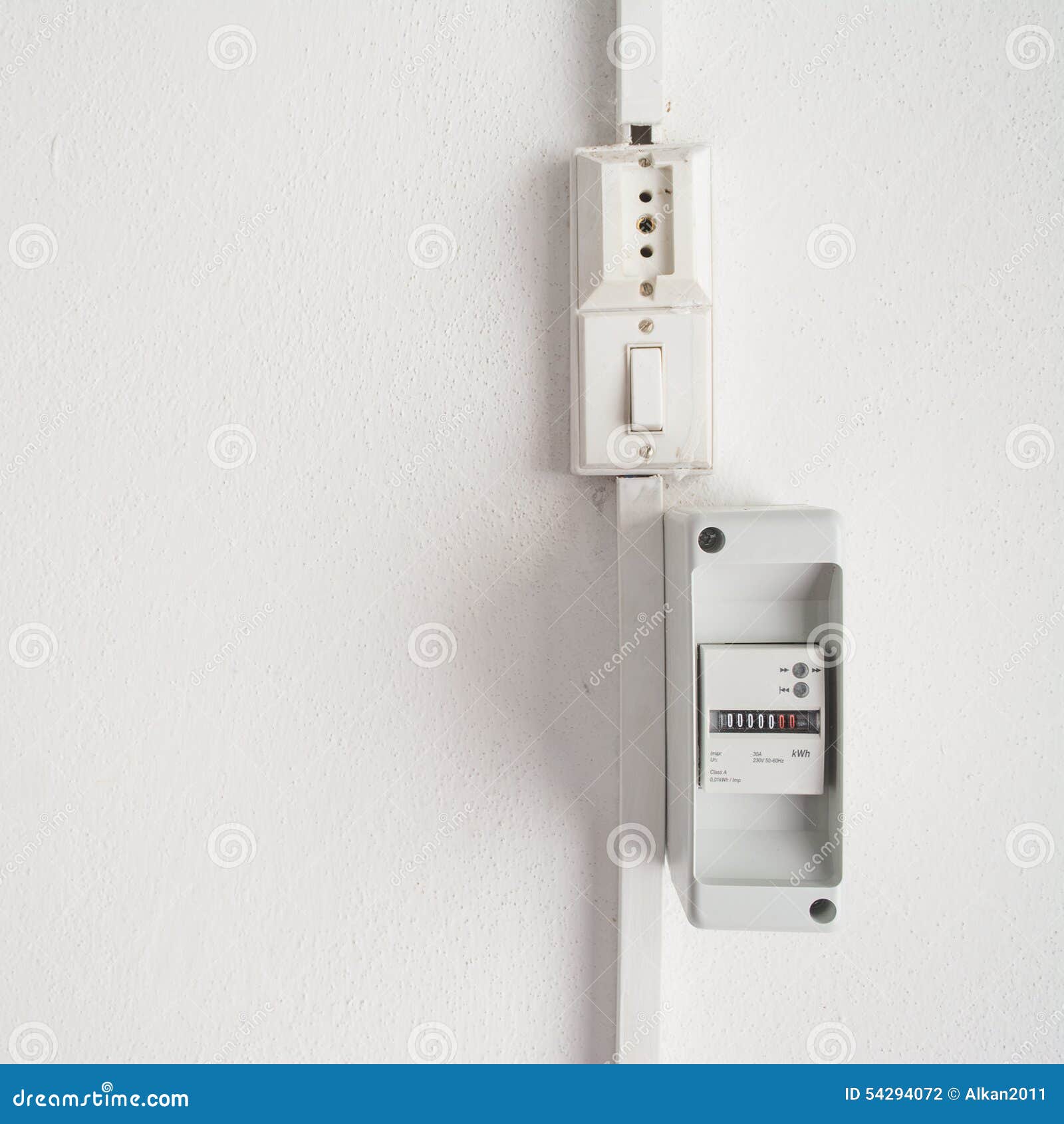 Electricity Meter in a White Wall Stock Photo - Image of machine ...