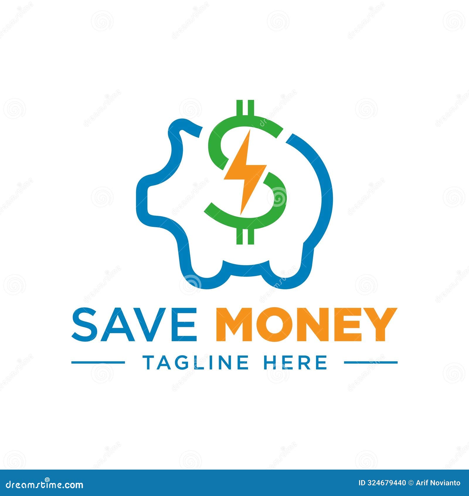 Electricity Money Saving Outline Logo Stock Illustration - Illustration ...