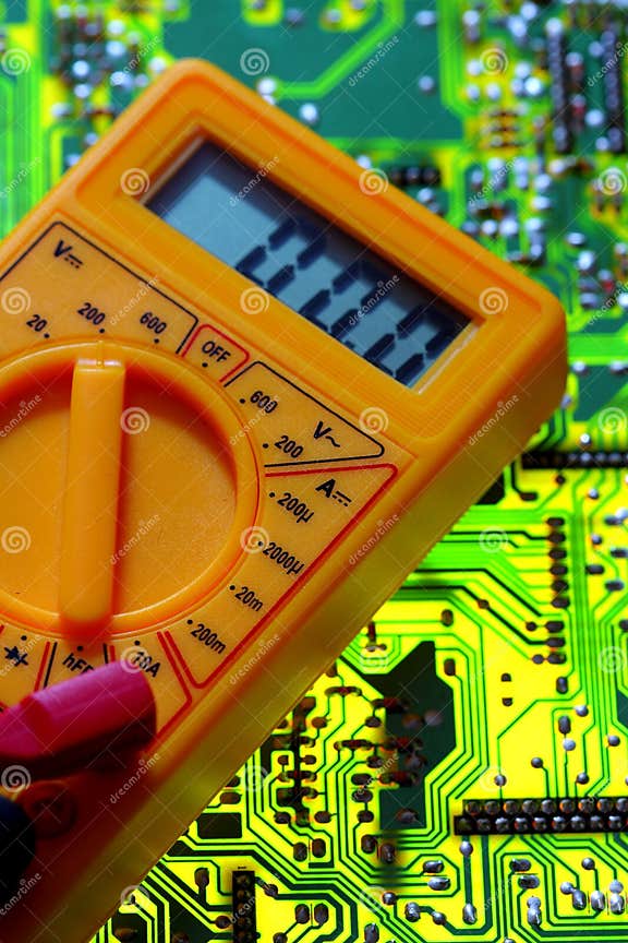 Electricity Multimeter on Circuit Board Stock Photo - Image of power ...