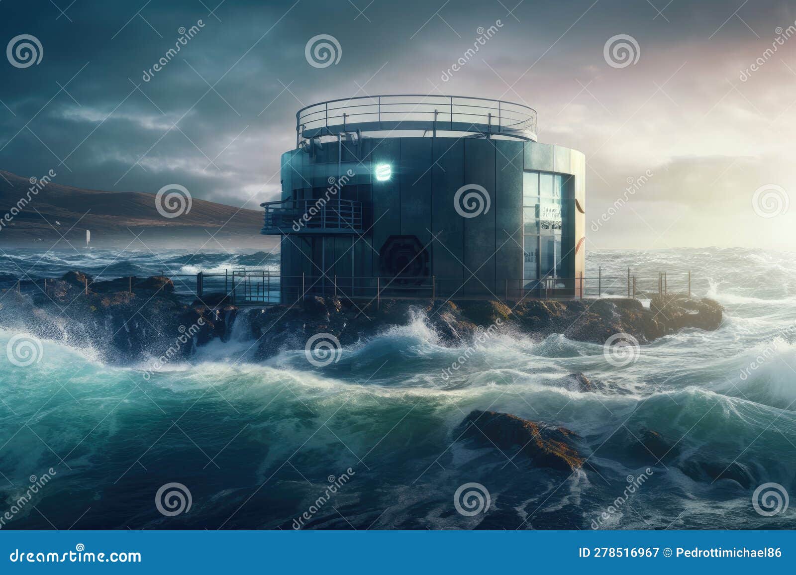 Electricity from Ocean Waves Stock Illustration - Illustration of clean ...